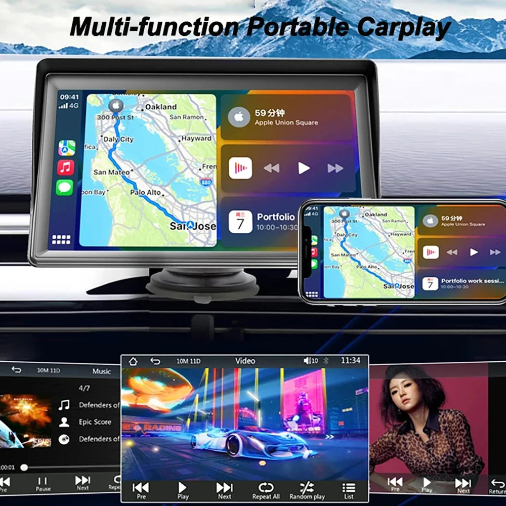 Carplay wireless touch screen 7 inch multimedia android auto radio ...